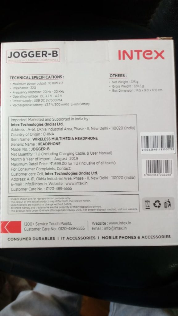 Intex Jogger Bluetooth Headphone|10m Range of BT|LCD Display|Mini USB ...