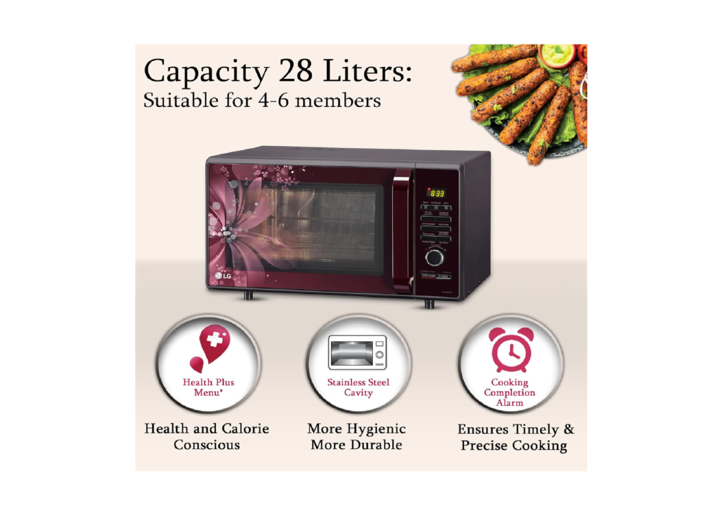 LG 28 L Convection Microwave Oven (MC2886BRUM), Black, With 360 ...